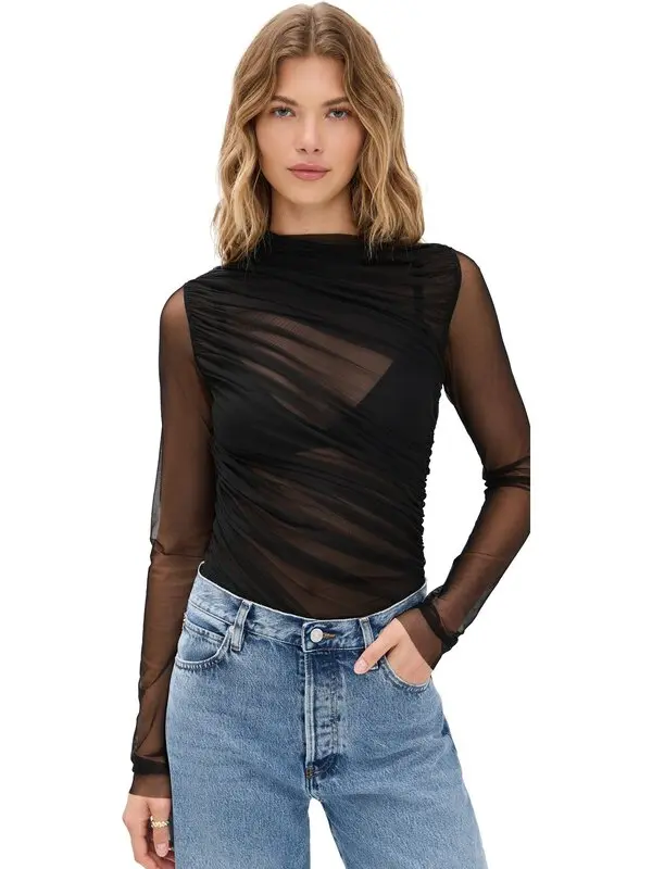 FRAME The Draped Top - Black