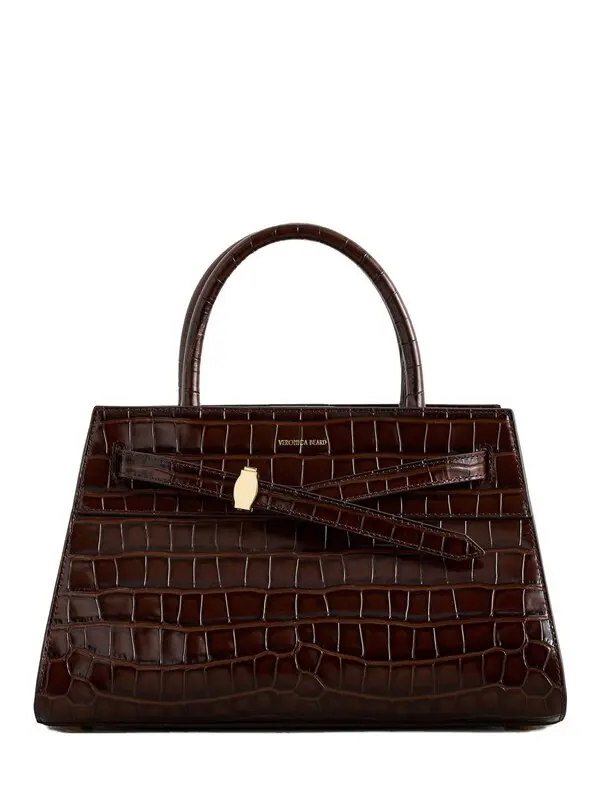 Veronica Beard Croc-embossed Dash Bag - Chestnut