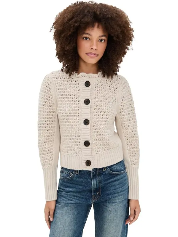Madewell Scalloped Merino Wool-blend Cardigan - Oat