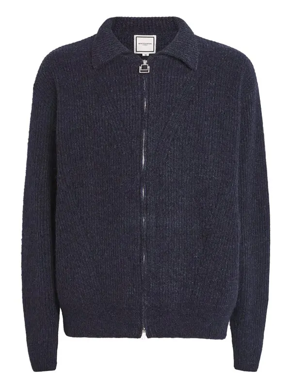 WOOYOUNGMI Rib-knit Zip-up Cardigan - Navy