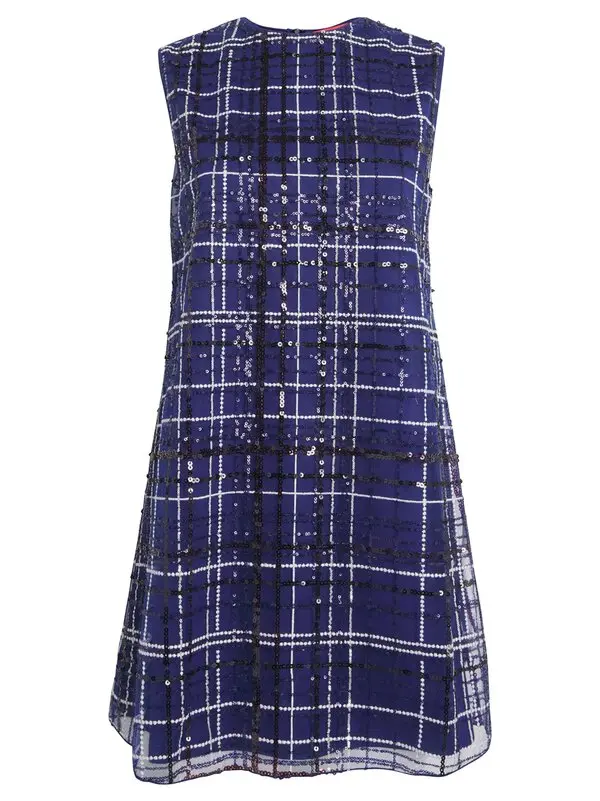 Max & Co. Sequin Checked Mini Dress - Blue