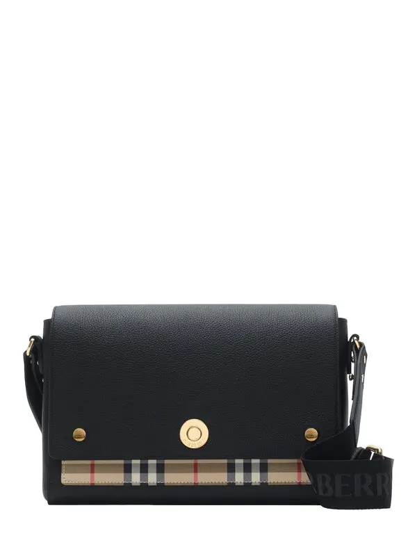 Burberry Leather Check-lined Crossbody Bag - Black