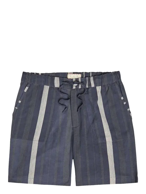 SMR DAYS Escubelle Striped Cotton And Linen-blend Shorts - Navy