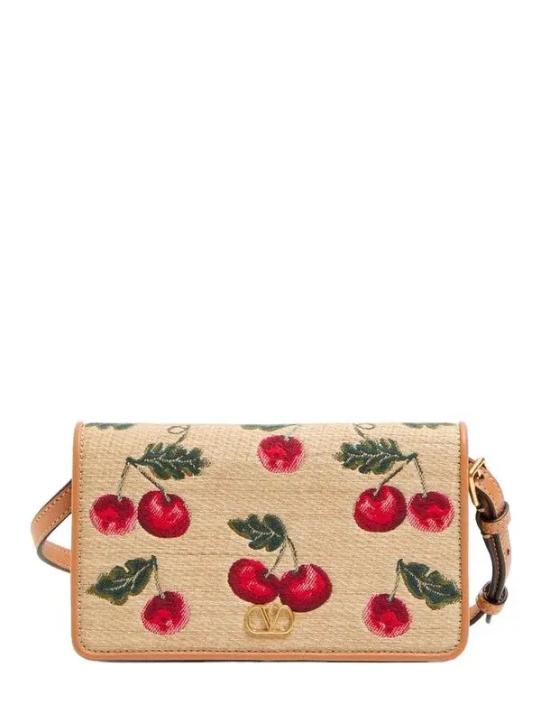 Valentino Garavani Vlogo Signature Mini Shoulder Bag - Natural/red
