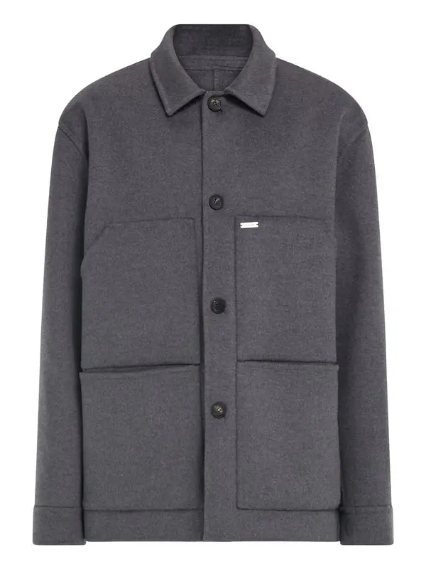 FERRAGAMO Wool And Cashmere Shirt Jacket - Grey
