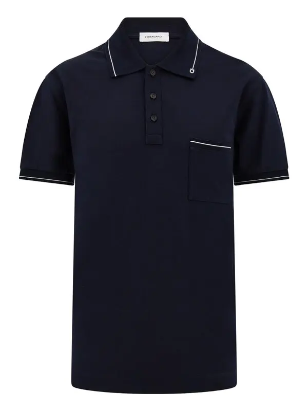 FERRAGAMO Gancini Polo Shirt - Blue