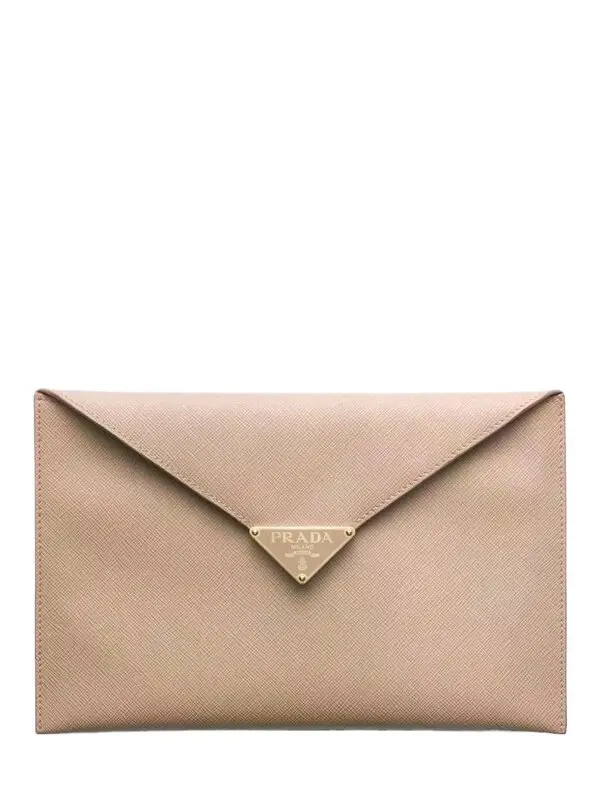 Prada Envelope Snap-closure Clutch - Neutrals