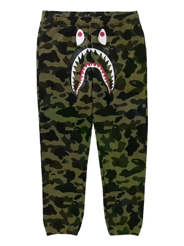 A BATHING APE Shark-face Camouflage Track Pants - Green