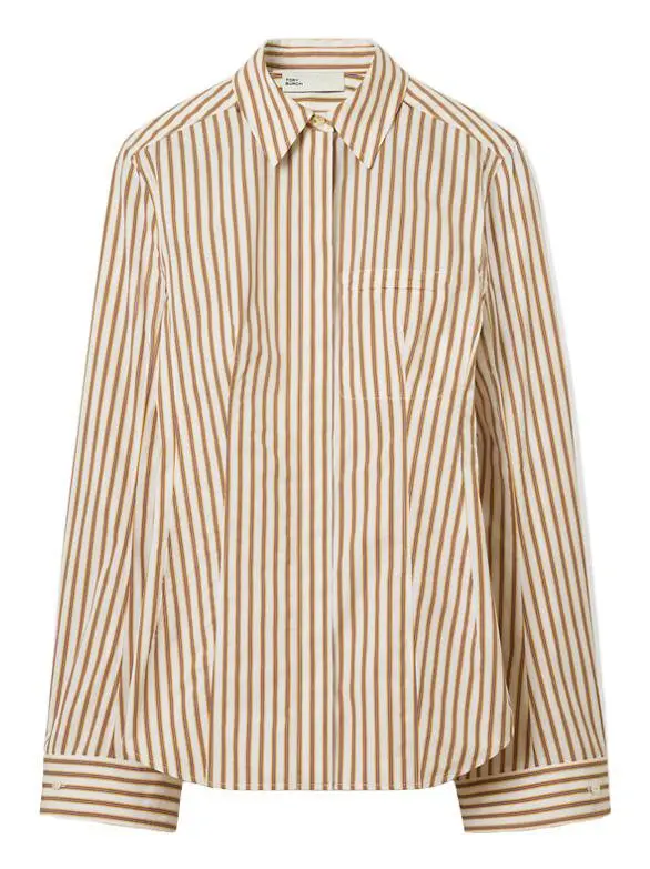 Tory Burch Bell-sleeve Cotton Shirt - Yellow Stripe