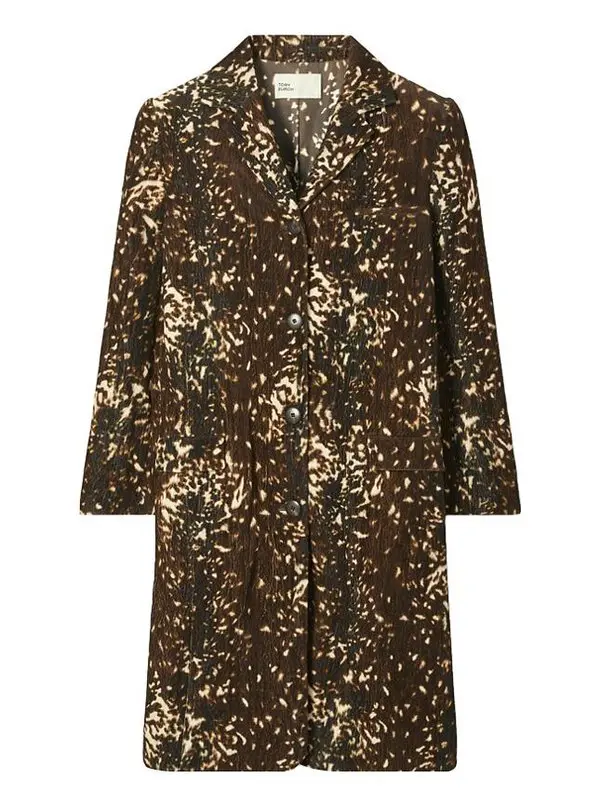 Tory Burch Cotton Velvet Coat - Chocolate Brown Fawn