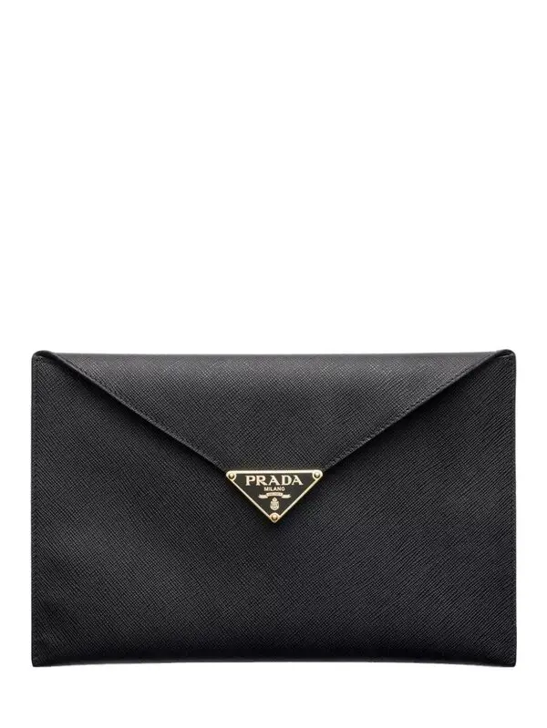 Prada Triangle-logo Envelope Clutch - Black