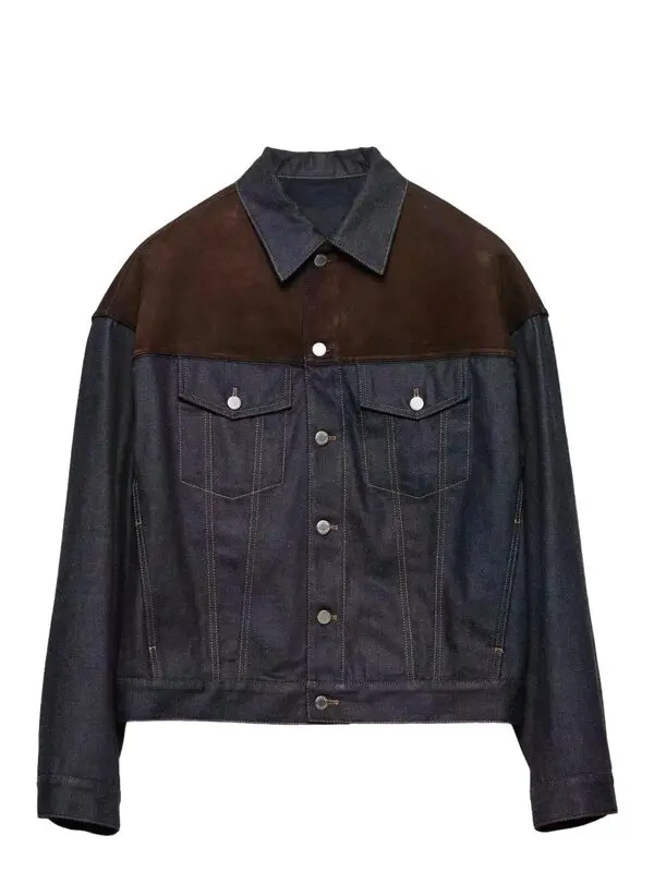 Prada Suede-panel Denim Jacket - Blue