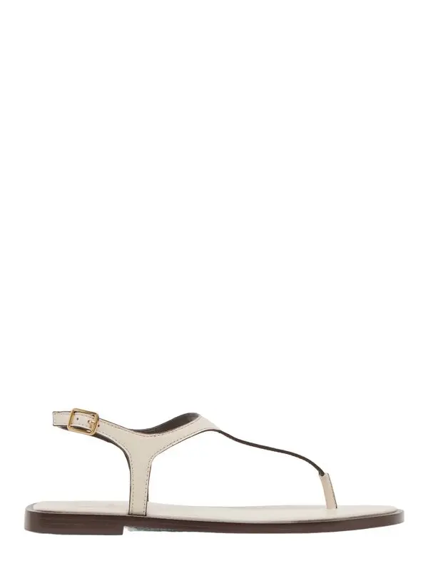 DOLCEVITA Raye Leather Thong Sandals - Ivory Leather