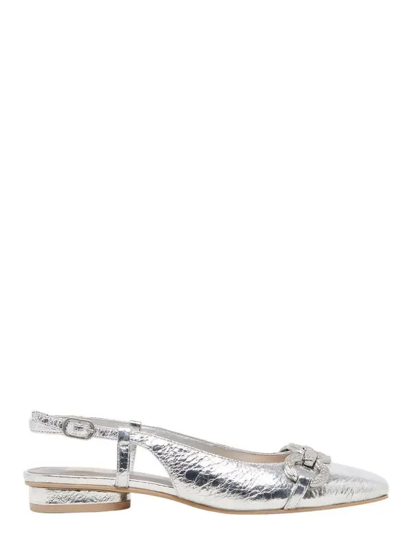 DOLCEVITA Ramano Slingback Flats - Silver Distressed Leather