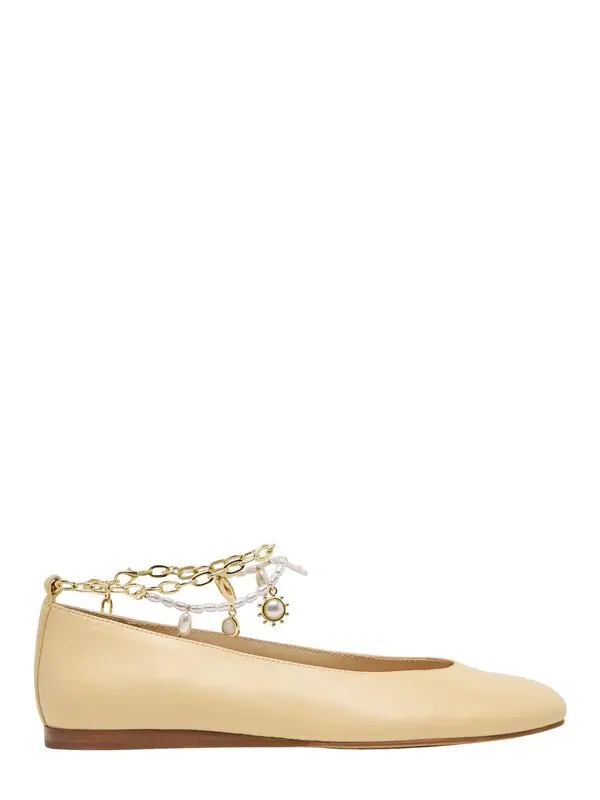 DOLCEVITA Baiden Chain Detail Ballet Flats - Warm Natural Leather