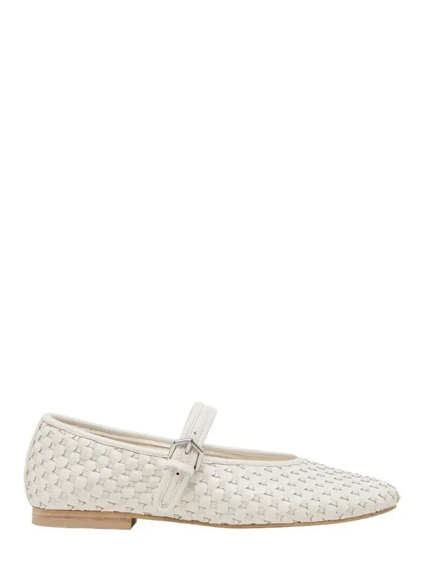 DOLCEVITA Roslyn Woven Ballet Flats - True White Woven Leather