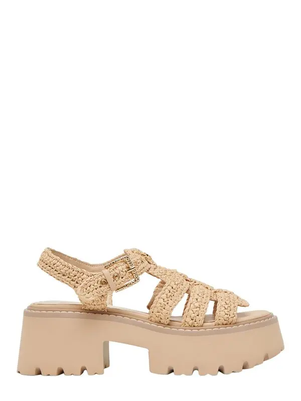 DOLCEVITA Strappy Raffia Platform Sandals - Lt Natural Knit