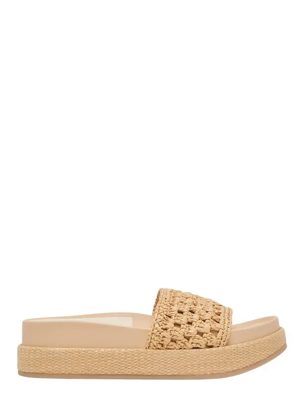 DOLCEVITA Sidona Platform Slides - Lt Natural Raffia