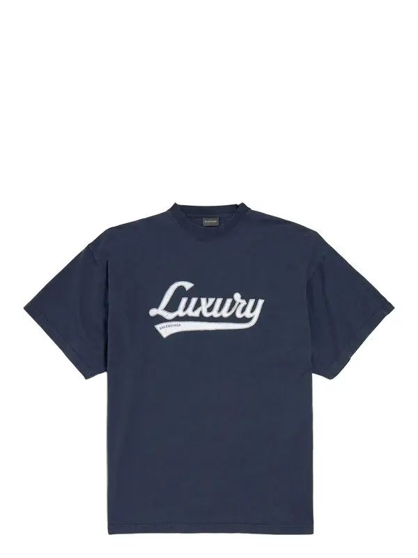 Balenciaga Luxury Script Oversized T-shirt - Blue