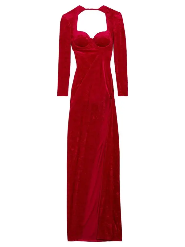 Balenciaga Draped Maxi Dress - Red