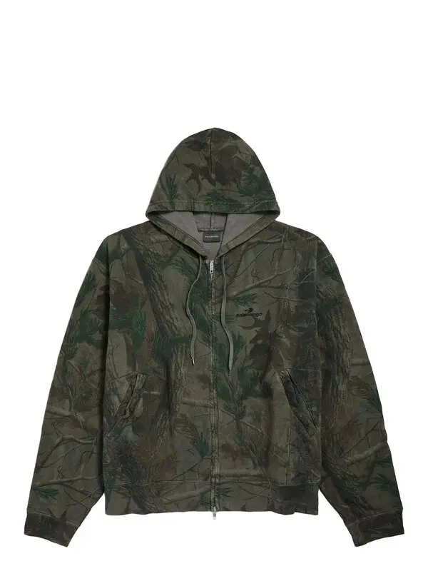 Balenciaga Diamond B Oversized Zip-up Hoodie - Green