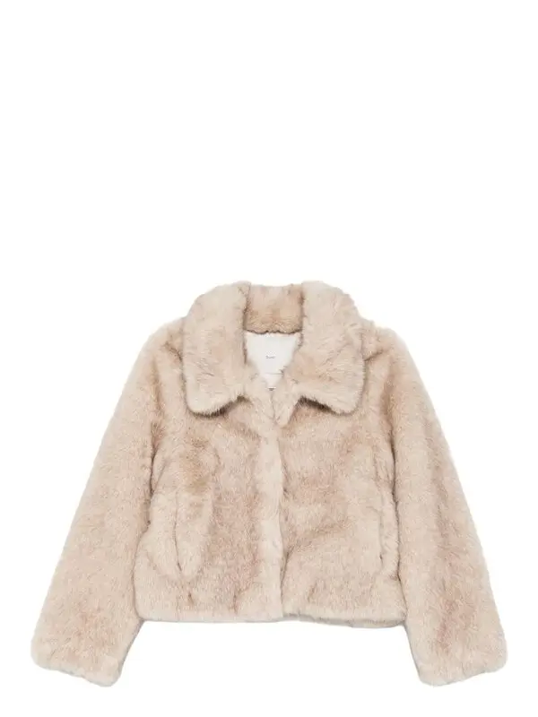 DUNST Faux Fur Cropped Jacket - Beige