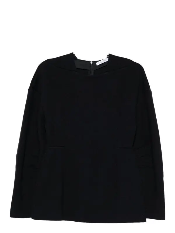 Max Mara Crew Neck Sweater In Wool And Cotton - Blue