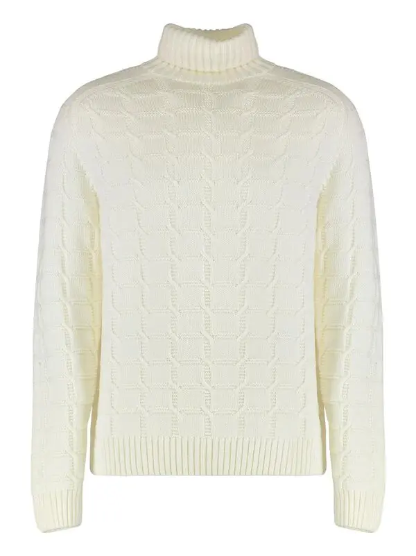 SLOWEAR Virgin Wool Turtleneck Sweater - White