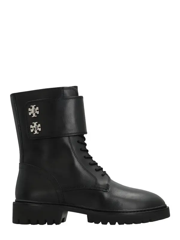 Tory Burch Turnlock Leather Ankle Boots - Black