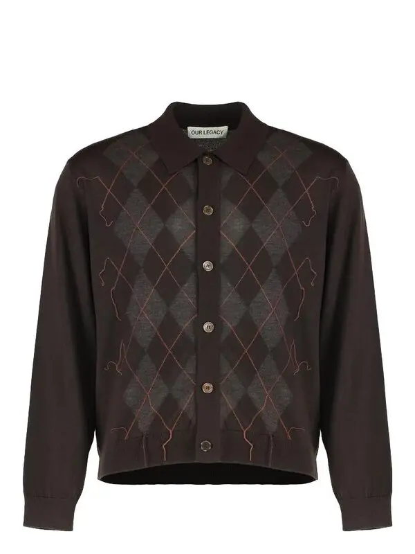 Our Legacy Polo Pub Argyle Wool Sweater - Brown