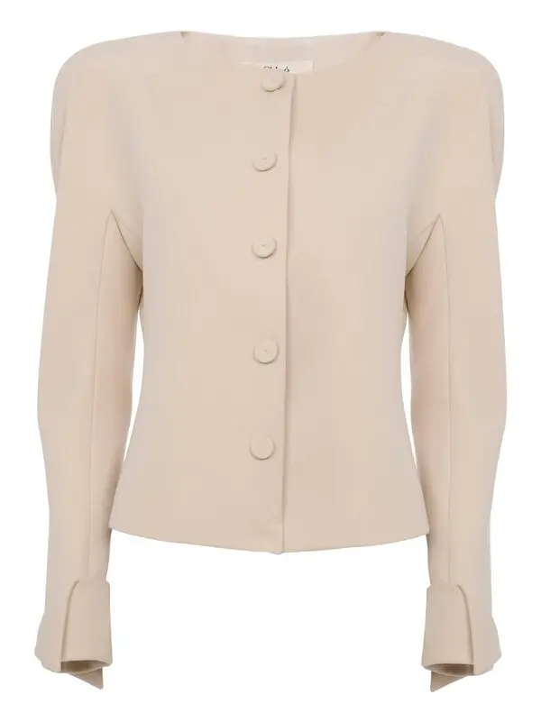 Chloé Collarless Wool Jacket - Nude