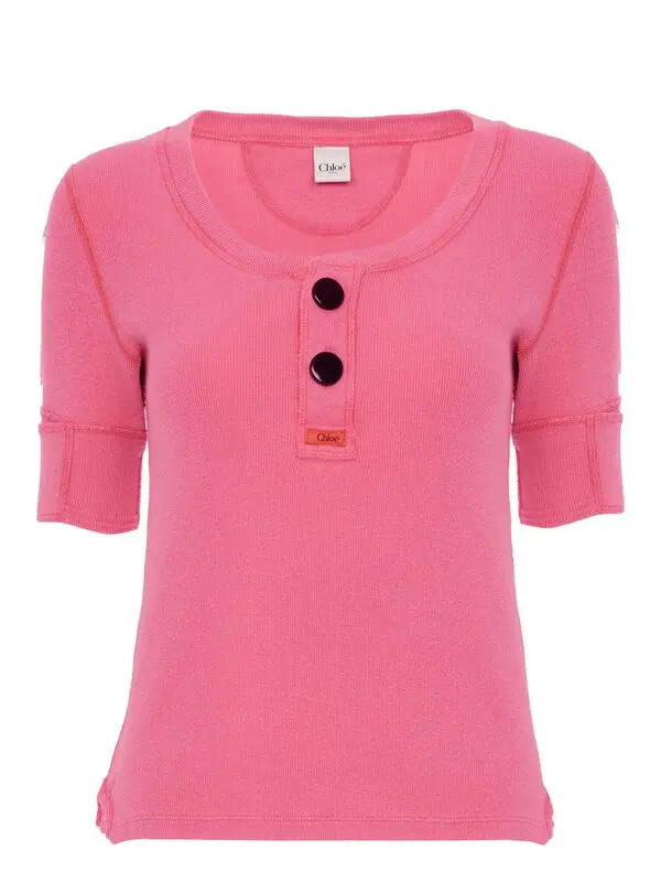Chloé Cotton-knit Top - Pink