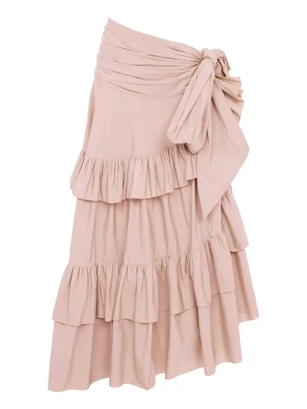 Chloé Ruffled Cotton Maxi Skirt - Light Pink
