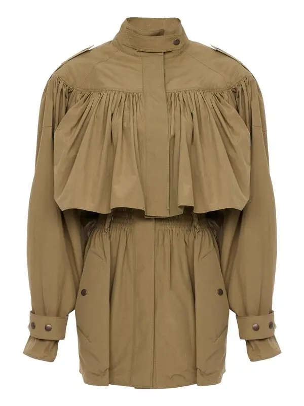 Chloé Ruched Cotton Utility Jacket - Khaki