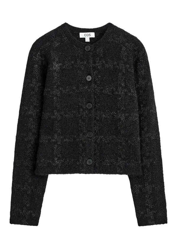 Cos Sparkly Bouclé-knit Cardigan - Black