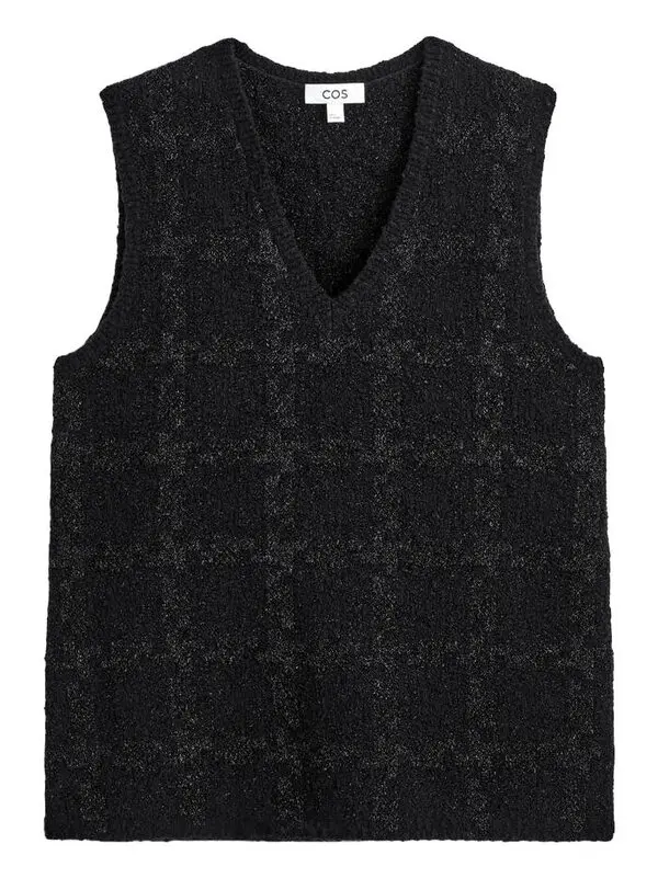 Cos Sparkly Bouclé-knit Vest - Black