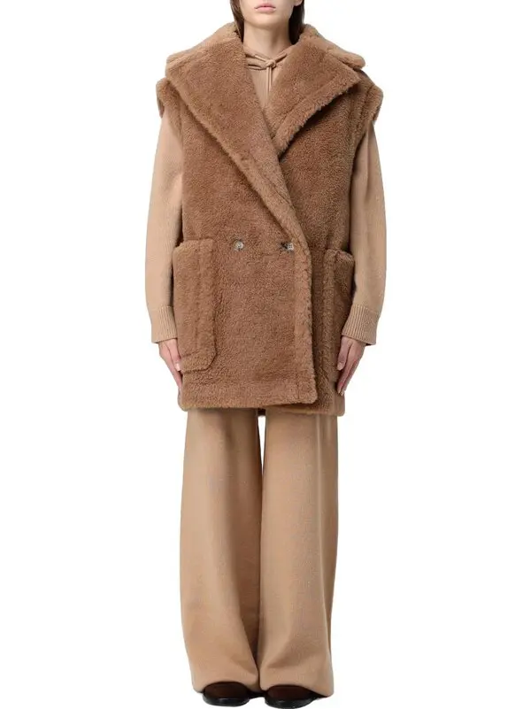 Max Mara Sleeveless Fur Coat - Camel