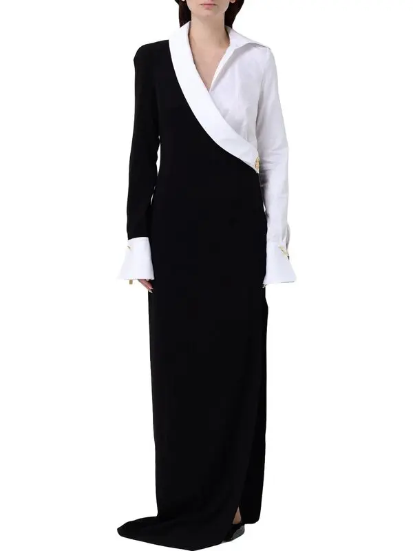 Elisabetta Franchi Long Sleeve Gown - Black