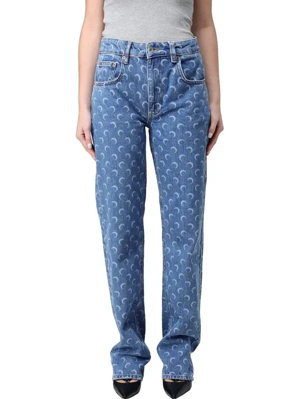 MARINE SERRE Printed Jeans - Blue