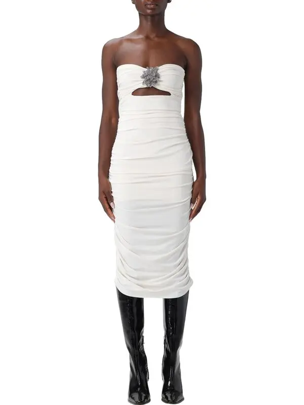 Amen Ruched Strapless Dress - White