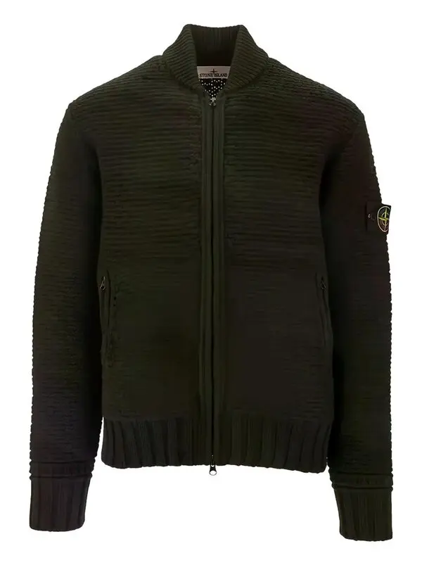 Stone Island Zip-up Knit Cardigan - Green
