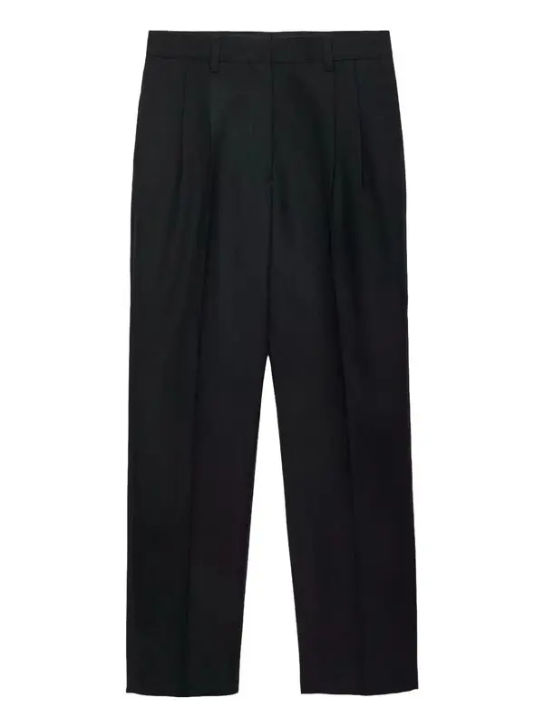 Prada Pleated Wool Trousers - Black