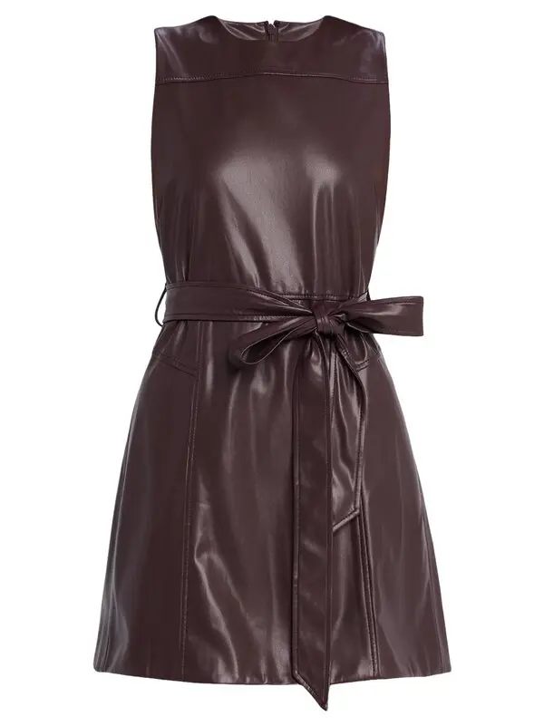 Tanya Taylor Claudia Belted Vegan Leather Mini Dress - Oxblood