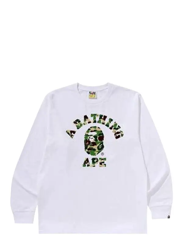A BATHING APE Abc Camo College Long-sleeve Tee - White