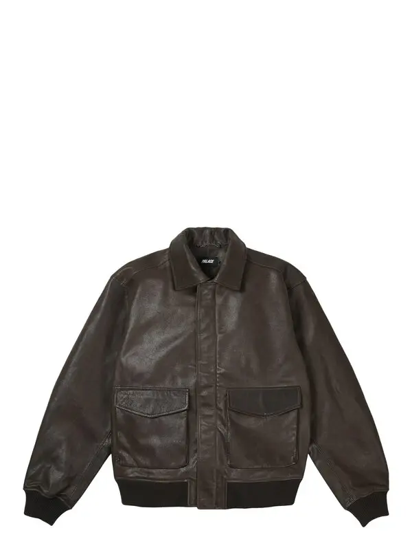 PALACE Susanoo Leather Flight Jacket - Brown