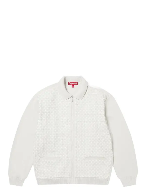 Supreme Woven Leather Zip-up Cardigan - White