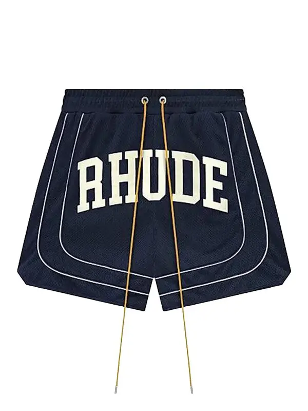 Rhude Baggy Collegiate Logo Short - Blue