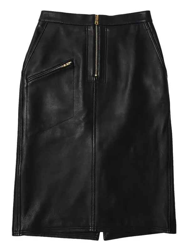 WILLY CHAVARRIA Leather Pencil Skirt - Black