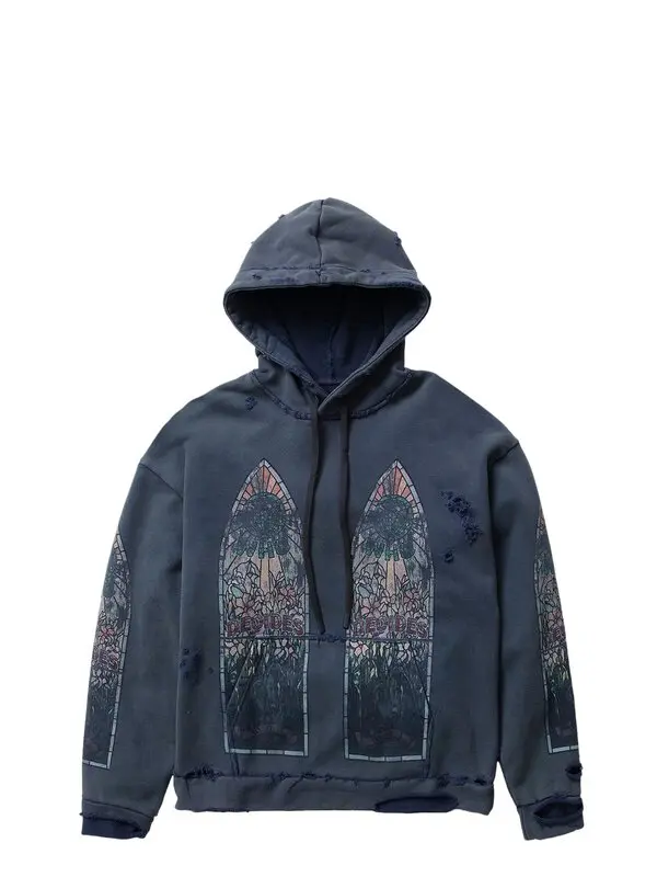 WHO DECIDES WAR BY EV BRAVADO Faded Hooded Pullover - Blue