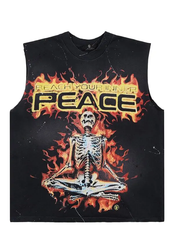 HELLSTAR Inner Peace Skeleton Sleeveless T-shirt - Black
